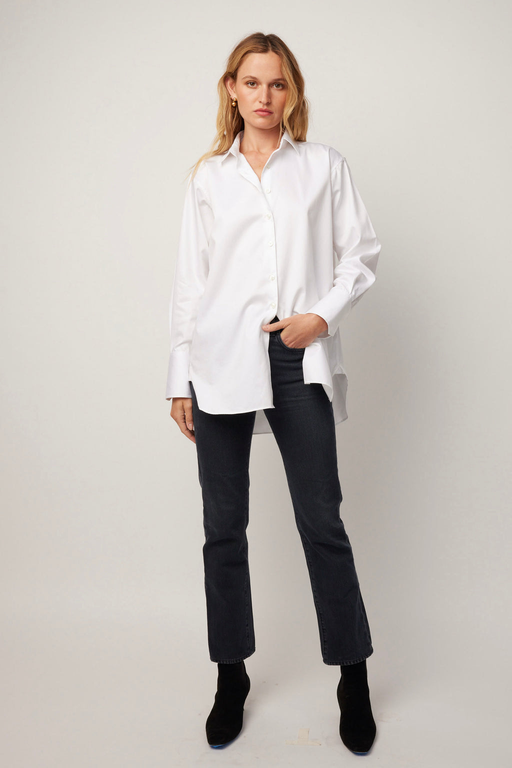 Ava Shirt - White Sateen – T.LINE